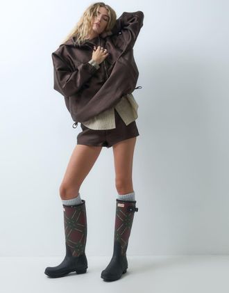 Hunter Original bottes de pluie hautes &agrave; imprim&eacute; &eacute;cossais noires - exclusivit&eacute; ASOS