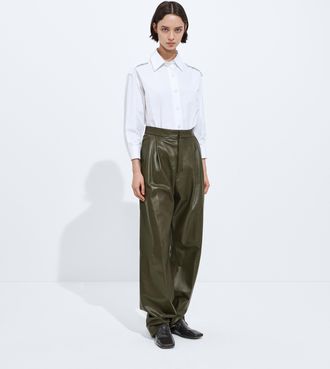 Bottega Veneta Pantalon en cuir brillant - Vert - Femme - 36