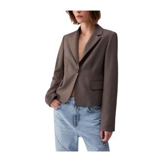 Liu Jo Femme, Vestes, Brun, Taille: 40 FR Blazer slim en tissu chin&eacute;