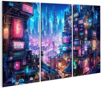 Islandburner Bild auf Leinwand Konzept Lovely Anime Cyberpunk Stadt Gem&auml;lde Digital Nacht Generiert Bilder Wandbilder Poster