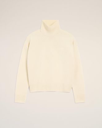 Ami Pull Blanc Col Cheminée Ami De Coeur En Laine Ivoire - XXS - Unisex