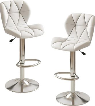 Generic Barhocker Aus Kunstleder, 2er-Set - Höhenverstellbare, Drehbare Thekenhocker Mit Rückenlehne Und Fußstütze, Armlose Barstühle Aus PU-Leder for Kücheni