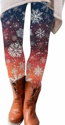 Generic Collants de Noël pour femme, imprimé fantaisie, extensible, tendance, taille haute, festif, thermique, décontracté, coupe ajustée, automne et hiver, a