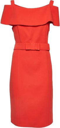 Badgley Mischka robe ceintur&eacute;e &agrave; &eacute;paules d&eacute;nud&eacute;es - Rouge