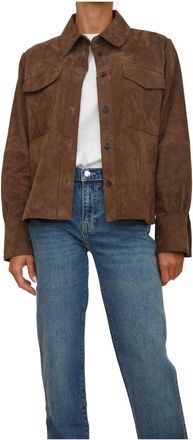 Marella Femme, Vestes, Brun, Taille: 38 FR Veste Cuir Marron Cuir de Chèvre