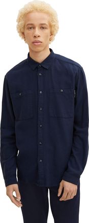 Tom Tailor Herren Overshirt mit Brusttasche 1032374, 28146 - Navy Shades Twill, XL