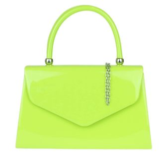 Girly HandBags Lack-Clutch-Tasche, Handtasche, kleines Hartschalenetui f&uuml;r Damen Neon-Limette