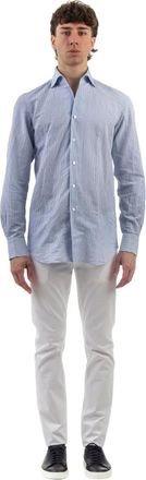 Finamore Homme, Chemises, Bleu, Taille: XL Chemise 170 a due