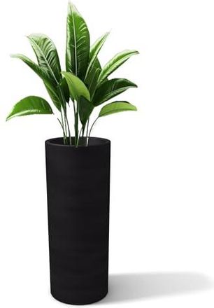 KLORIS Hoher Übertopf zylindrisch Barocco 70 Graphit Polyethylen Durchmesser 35 cm Höhe 70 cm Tiefe Fach 26 cm Made in Italy