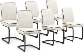 Vicco Freischwinger Eleganza, K&uuml;chenstuhl, Beige, 6er Set