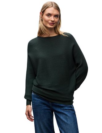 Street One Damen 3016972 Dolman Pullover, evernight Green, 34