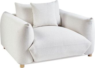 Beliani Beliani - Fauteuil Salon Pieds en Bois Rembourré Tissu Blanc Cassé Luvos