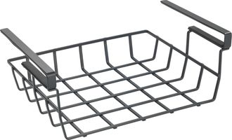 WENKO Regaleinh&auml;ngekorb Klea Schwarz, offener Drahtkorb aus pulverbeschichtetem Metall, Befestigen ohne Bohren, 34 x 13 x 25 cm, Schwarz