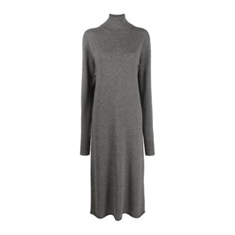 Jil Sander Lang&auml;rmeliges Midikleid mit hohem Kragen - - Dresses - Damen - Grau - S