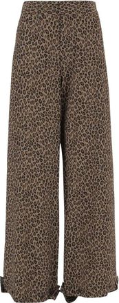 SA SU PHI Femme, Pantalons, Multicolore, Taille: 42 FR Pantalon en m&eacute;lange de coton avec imprim&eacute; animalier
