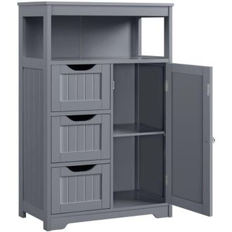 Yaheetech Yaheetech - Meuble de Salle de Bain avec Tiroir et Etag&egrave;re R&eacute;glable, Buffet Multi-Usage avec Porte, Organisateur de Rangement, Meuble de Rangement
