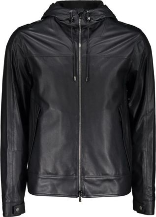 Moorer Lederjacke mit Kapuze Logo-Futter - - Jackets - Herren - Schwarzk - XL