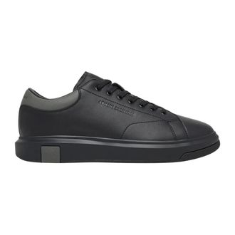 A|X Armani Exchange Schwarze Leder Low-Top Sneakers - - Shoes - Herren - Schwarzk - 44 EU