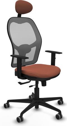 Piqueras y Crespo Atmungsaktiver Schreibtischstuhl mit 1D-Armen, h&ouml;henverstellbarer Lendenwirbelst&uuml;tze und festem Kopfteil, ausgestattet mit Syncro/Traslack und injizie