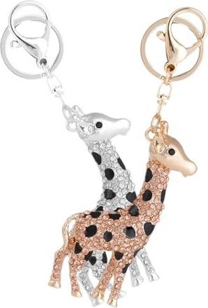 Pretyzoom Lot de 2 Porte-cl&eacute;s Girafe en Alliage Strass Color&eacute;s, Pendentifs D&eacute;coratifs L&eacute;gers pour Paquet &agrave; Dos et Porte-cl&eacute;s, Accessoires Suspendus Mode, Motifs