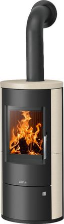 JUSTUS Austin Kaminofen 7 kW für Scheitholz und Kohlebriketts Kalkstein-Schwarz