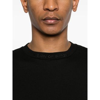 Vision Of Super Logo-Embroidered Cotton T-Shirt - Black