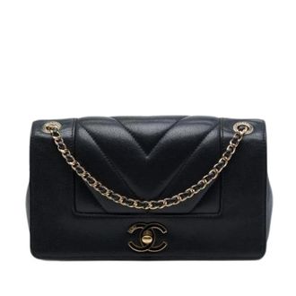 Chanel Pre-owned Chevron Sheepskin Umh&auml;ngetasche - - Pre-owned - Damen - Schwarzk - ONE SIZE