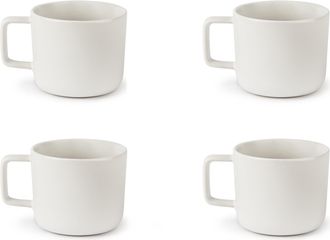 Excelsa Nordic Set mit 4 weißen Teetassen, Keramik, Steingut, Fassungsvermögen 210 ml