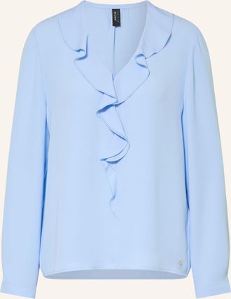 Marc Cain Blusenhirt Aus Satin Mit Volants blau