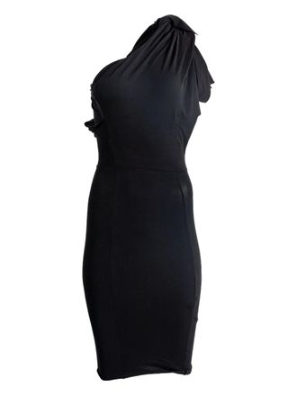 Rick Owens robe mi-longue drapée à une épaule - Noir