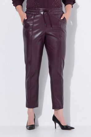 Ulla Popken Schlupfhose 7/8-Hose Lederoptik Biesen Elastikbund