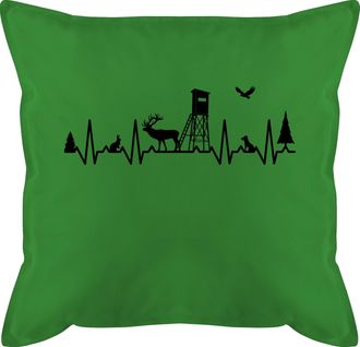 Shirtracer Kissen 50x50 - J&auml;ger Herzschlag Jagd EKG Linie Jagen I J&auml;gergeschenk I Jagd Geschenk Jagdliebe Geschenke J&auml;gerinnen Geschenke J&auml;gerin - 50 x 50 cm - G