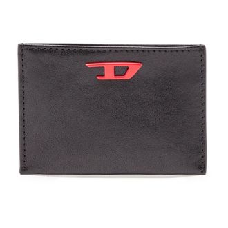 Diesel Kartenetui aus Leder mit roter D-Plakette - - Accessories - Herren - Schwarzk - ONE SIZE
