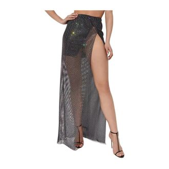 Santa Brands Kristallbesetzter Maxi-Rock mit Schlitz - - Skirts - Damen - Schwarzk - M/L