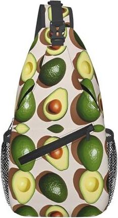 Generic Antivol Sacoche Tactique Motif avocat vert Sling Bag Durable Crossbody Bag pour Randonn&eacute;e Homme Voyage