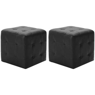 vidaXL Vidaxl - Poufs 2 pcs Noir 30 x 30 x 30 cm Similicuir