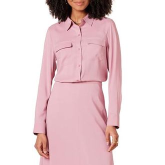 Amazon Essentials Chemise en Textile Georgette &agrave; Manches Longues et Poches, Coupe d&eacute;contract&eacute;e Femme, Mauve, XL