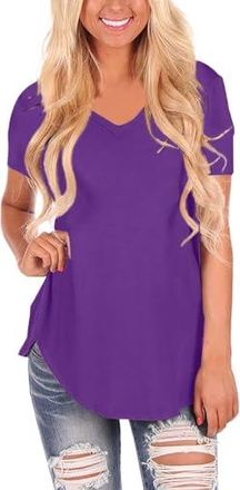 Generic Femme Tee Shirt Grande Taille D&eacute;contract&eacute;e Imprim&eacute; T-Shirt Hauts &Agrave; Manches Courtes D&eacute;t&eacute; Loose Basiques T-Shirt Sport Confortable Col Rond Haut Blouse 