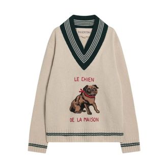 Valentino Garavani Le Chien V-Neck Sweater - - Knitwear - Herren - Gelb - M