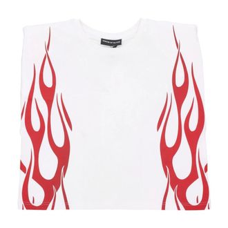 Vision Of Super Flames &Auml;rmelloses Tee Off Wei&szlig;/Rot - - Tops - Damen - Wei&szlig; - L