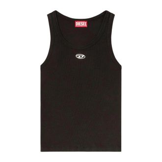 Diesel Rippstrick-Top mit Logo-Plakette - - Tops - Damen - Schwarzk - M
