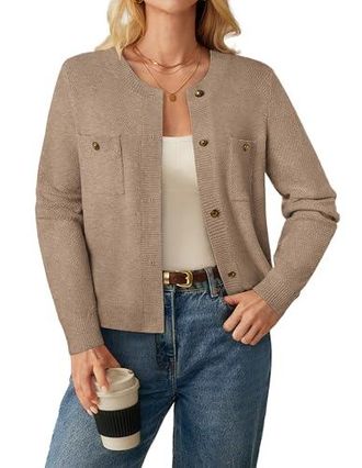 Grace Karin Cardigans pour Femme &agrave; Manches Longues avec Boutons en Tricot L&eacute;ger pour Bureau et Soir&eacute;e avec Poches, S