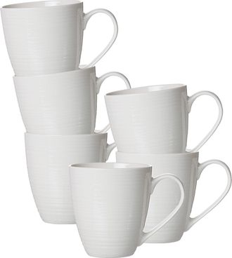 Ritzenhoff & Breker Suomi Jumbobecher 6er Set, 550 ml, XXL Henkelbecher mit feinen & ausgepr&auml;gten Reliefierungen, Skandinavisches Design, Porzellan, Cremewei&szlig;
