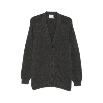 Scaglione Rippstrick-Cardigan mit V-Ausschnitt - - Knitwear - Herren - Grau - XL