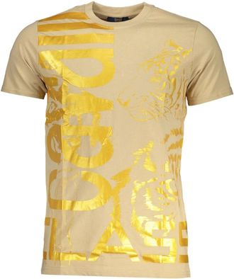 Cavalli Homme, Tops, Beige, Taille: XL T-shirt &agrave; manches courtes