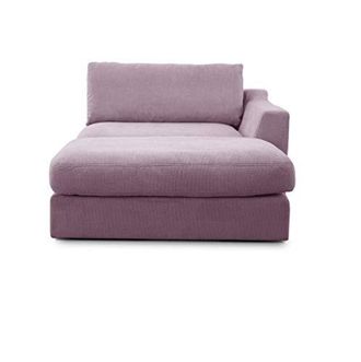 Cavadore Sofa-Modul Fiona Longchair mit Armteil rechts / XXL-Recamiere passend zur Couchgarnitur Fiona / 139 x 90 x 199 /Webstoff flieder-lila