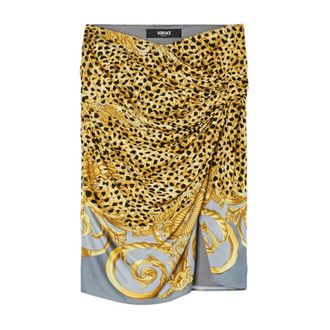 Versace Cheetah Foulard Draped Midi Rock - - Skirts - Damen - Mehrfarbig - S