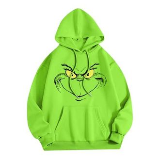 Generic Le Grinch Sweat A Capuche Femme Christmas 2025 Polaire Hiver Costume Vêtements Pilou The Plaid Vetement Femmes Noel Sweet Deguisement Pull Pulls Noël 
