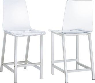 Coaster Fine Furniture Coaster Home Furnishings Thekenhocker, Chrom und transparent, 2 Stück