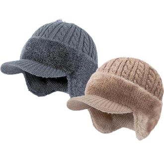 Generic Bonnet tricot&eacute; bloquant - Doublure en polaire chaude - Pour homme et femme - Tissu doux et respirant - Anti-humidit&eacute;, 2 pi&egrave;ces-F, Taille unique